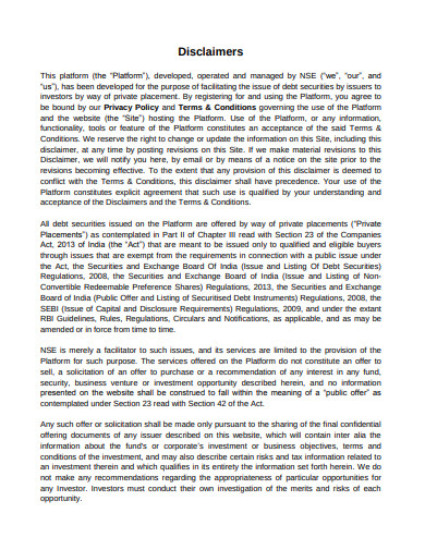 11+ Investment Disclaimer Templates in PDF | DOC