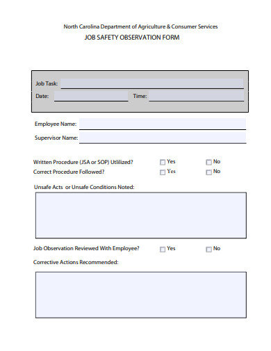 3+ Job Safety Observation Form Templates in PDF