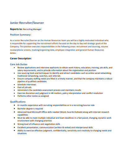 13+ FREE HR Recruiter Job Description Templates in PDF | MS Word
