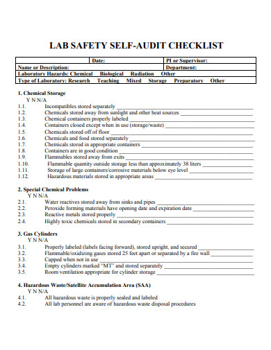 11+ Laboratory Safety Audit Checklist Templates in Doc | PDF