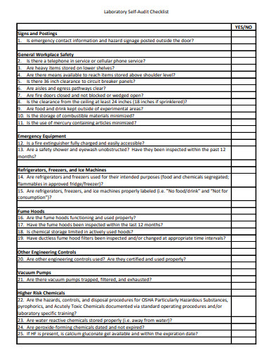 11+ Laboratory Safety Audit Checklist Templates in Doc | PDF
