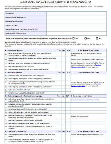 11+ Laboratory Safety Audit Checklist Templates in Doc | PDF