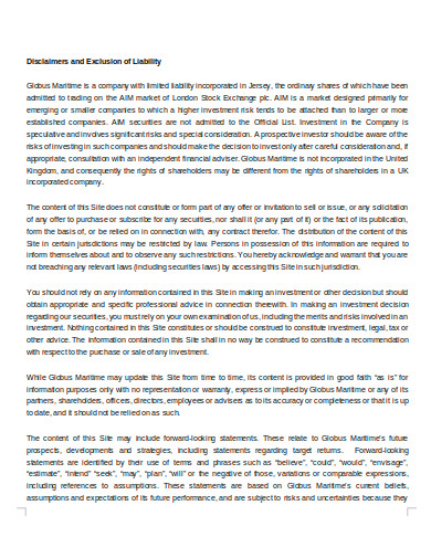 11+ Investment Disclaimer Templates in PDF | DOC