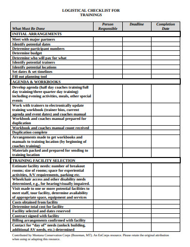 11+ Logistics Checklist Templates in PDF | MS Word