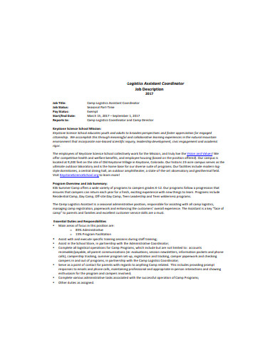 10+ Logistics Job Description Templates in PDF | MS Word