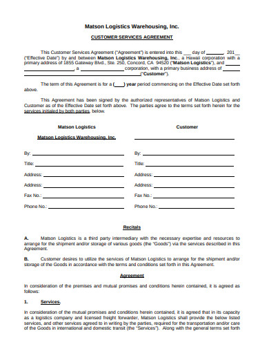 11+ Logistics Service Agreement Templates in PDF | MS Word