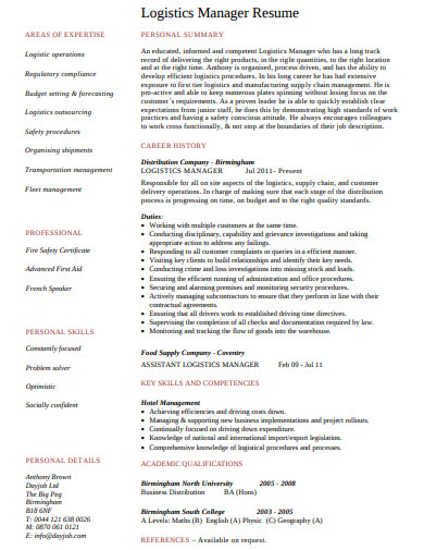 12+ Logistics Resume Templates in PDF | MS Word | Apple Pages