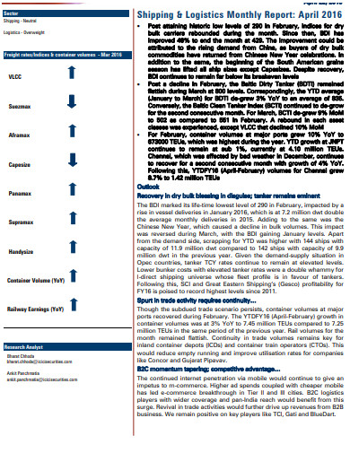 8+ Logistics Monthly Report Templates in PDF | MS Word