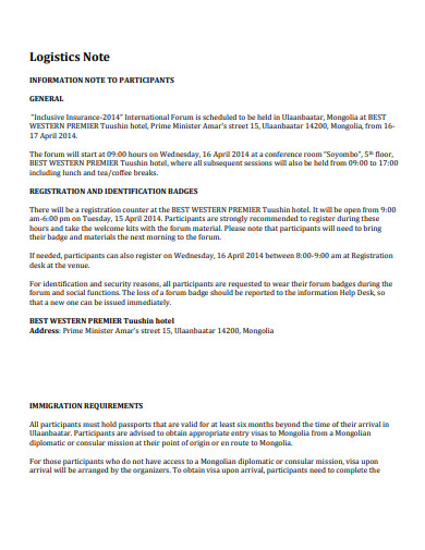 11+ Logistics Note Templates in PDF | MS Word