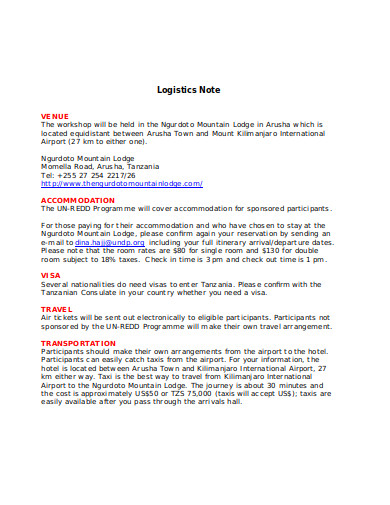 11+ Logistics Note Templates in PDF | MS Word