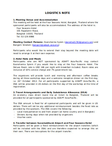 11+ Logistics Note Templates in PDF | MS Word