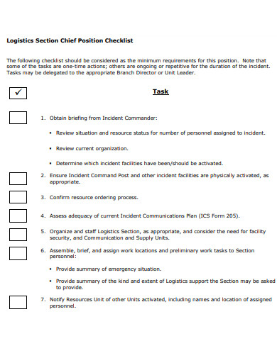 11+ Logistics Checklist Templates in PDF | MS Word