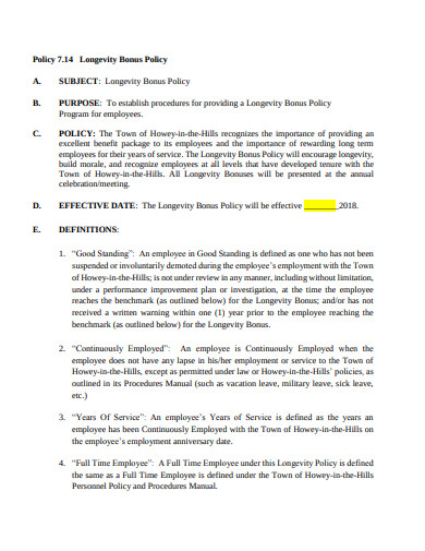 11+ Bonus Policy Templates in PDF | MS Word
