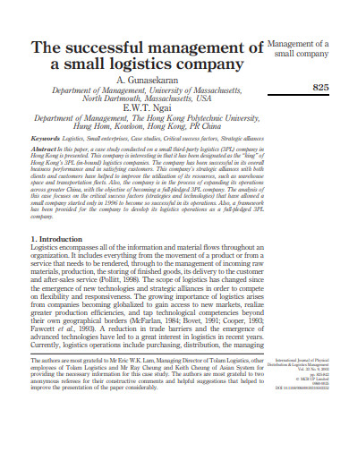 10+ Logistics Business Plan Templates in Google Docs | MS Word | Pages ...