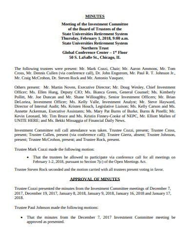 10+ Investment Committee Meeting Minutes Templates in PDF | DOC