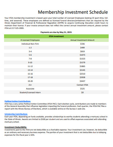 FREE 11+ Investment Schedule Templates in PDF | XLS | MS Word