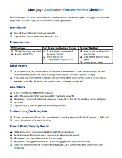 10+ Mortgage Checklist Templates in PDF | DOC