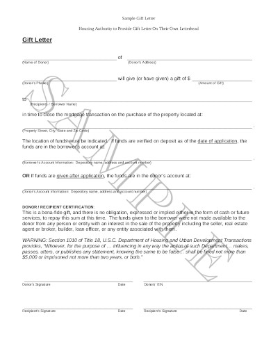 10+ Mortgage Gift Letter Templates in PDF | Word