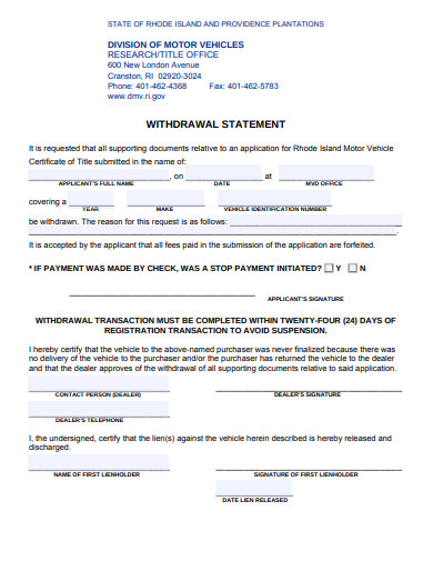 9+ Statement of Withdrawal Templates in DOC | PDF