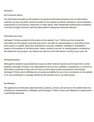 11+ Investment Disclaimer Templates in PDF | DOC