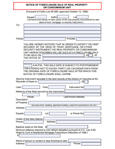 12+ Foreclosure Notice Templates in PDF | DOC