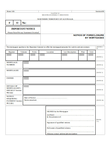 12+ Foreclosure Notice Templates in PDF | DOC