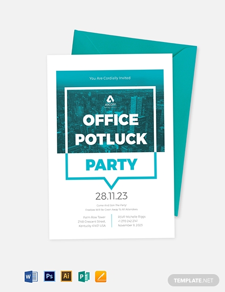 10 Office Potluck Invitation In Illustrator InDesign Word Pages 