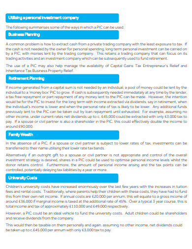 11+ Personal Investment Plan Templates in PDF | WORD