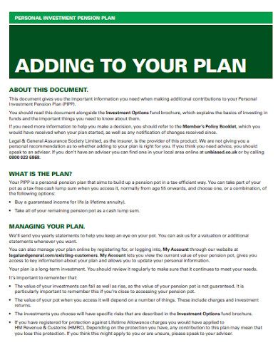 11+ Personal Investment Plan Templates in PDF | WORD