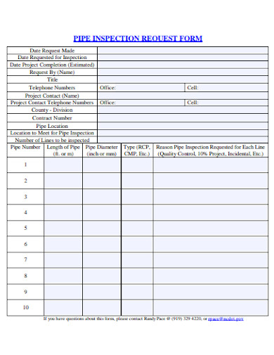 10+ Inspection Request Form Templates in PDF | DOC