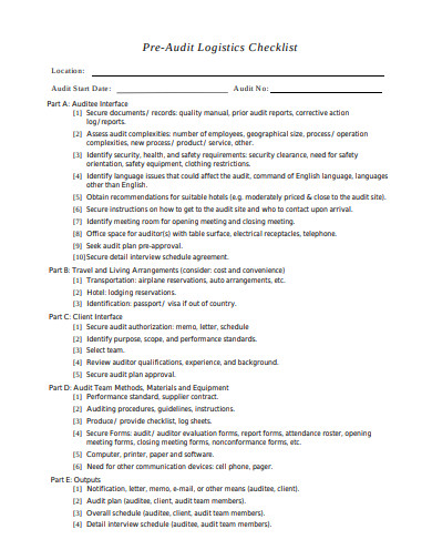 11+ Logistics Checklist Templates in PDF | MS Word