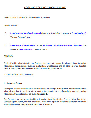 11+ Logistics Services Contract Templates in Google Docs | Word | Pages ...