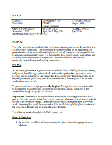 11+ Dress Code Policy Templates in PDF | MS Word | Pages