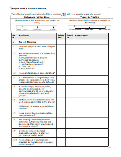 11+ Project Audit Checklist Templates in PDF | DOC