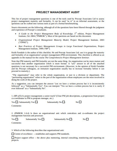 11+ Project Audit Checklist Templates in PDF | DOC