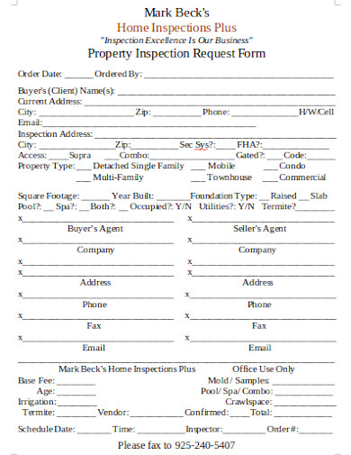 10+ Inspection Request Form Templates in PDF | DOC