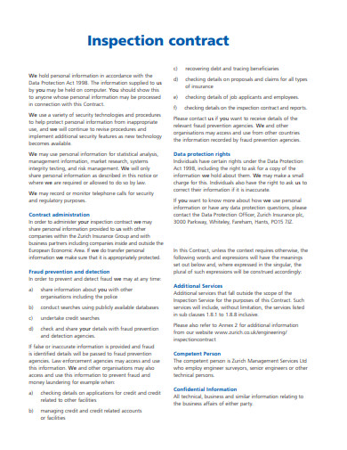 11+ Inspection Services Contract Templates in Doc | PDF