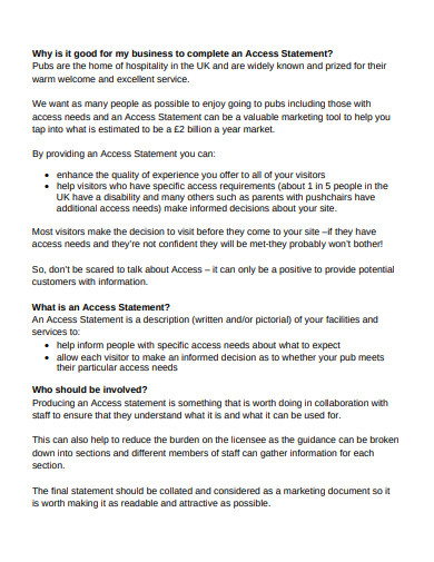 10+ Access Statement Templates in PDF | DOC