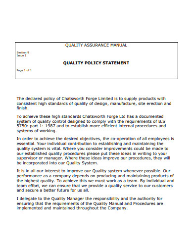 9+ Quality Assurance Statement Templates in PDF