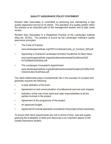 9+ Quality Assurance Statement Templates in PDF
