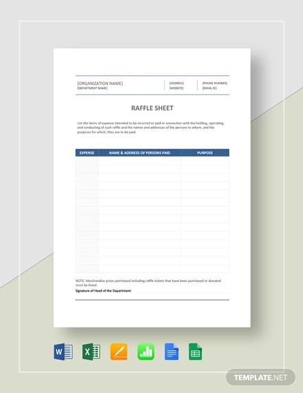 9+ Raffle Sheet Template - Word, PDF