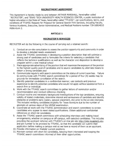 15+ Recruitment Agreement Templates in PDF | MS Word | Google Docs ...