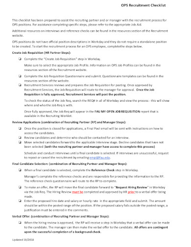 11+ Recruitment Checklist Templates in PDF | MS Word