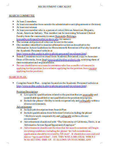 11+ Recruitment Checklist Templates in PDF | MS Word
