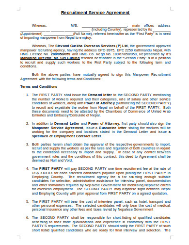 14+ Recruitment Agency Agreement Templates in PDF | WORD