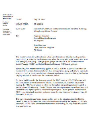 11+ Child Care Memo Templates in PDF | WORD