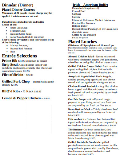 Retirement Dinner Menu PDF 7 Free Templates