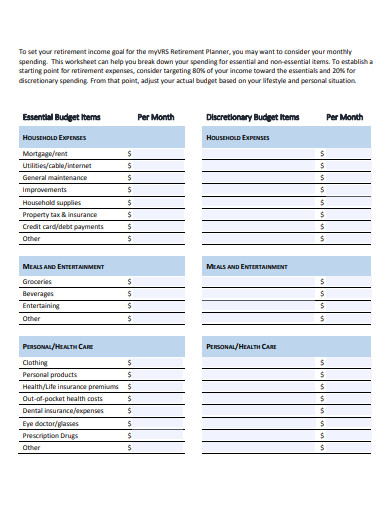 10 Retirement Household Budget Templates In PDF DOC