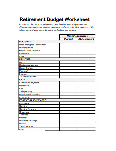 10 Retirement Monthly Budget Templates In PDF DOC