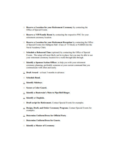 9+ Retirement Party Checklist Templates in PDF